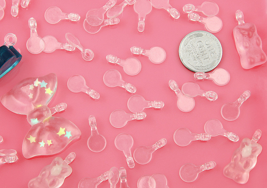 Plastic Bails - 15mm Clear Round Transparent Plastic Glue On Bails - m ...