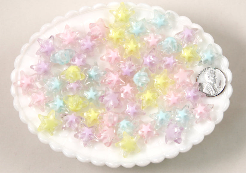 Pastel Star Beads - 15mm Super Cute Pastel Inner Bead Star Resin or Ac ...