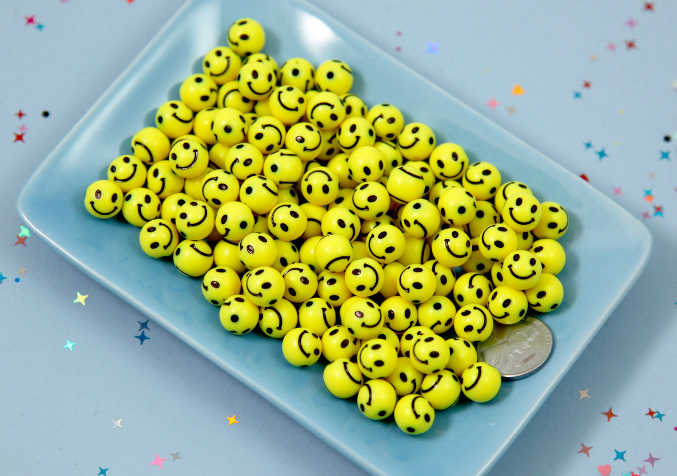 Happy Face Beads - 9mm Round Smile Shape Happy Face Beads Acrylic or R ...