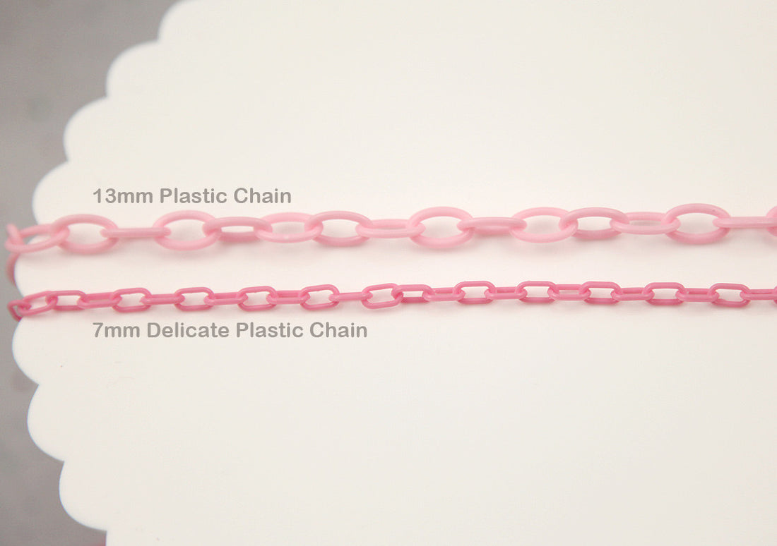 13mm Baby Pink Acrylic or Plastic Chain - 16.5 inch length / 42 cm len ...